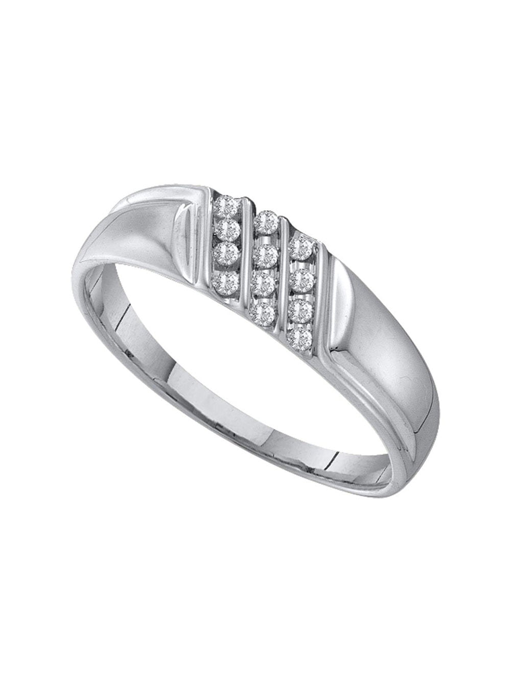 10kt White Gold Mens Round Channel-set Diamond Diagonal Triple Row ...