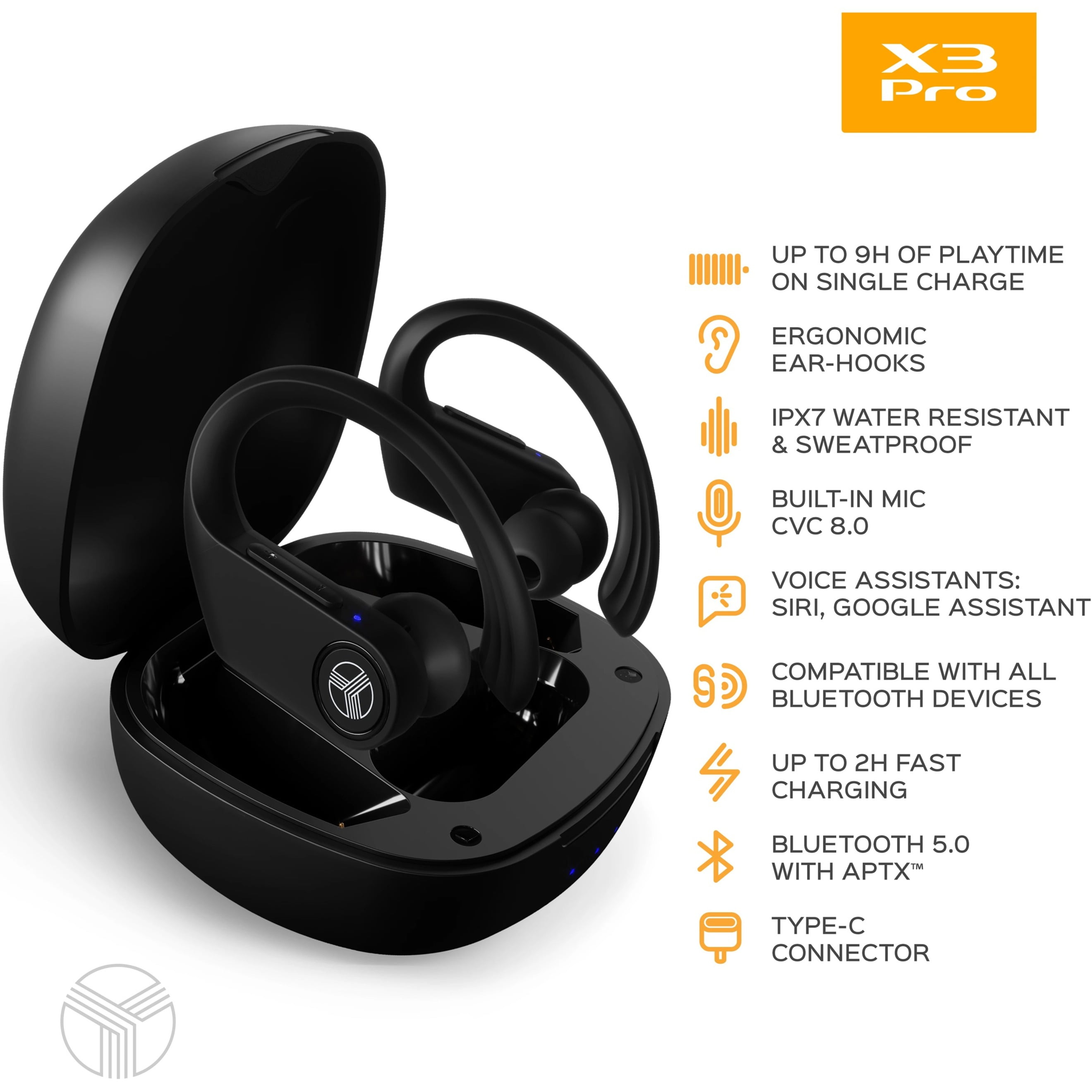 Buy Treblab X3 Pro - True Wireless Earbuds with Earhooks - 45H Battery ...