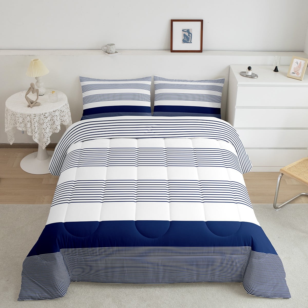 Click here for Erosebridal Girly Navy Stripes Bedding Twin Comfor... prices