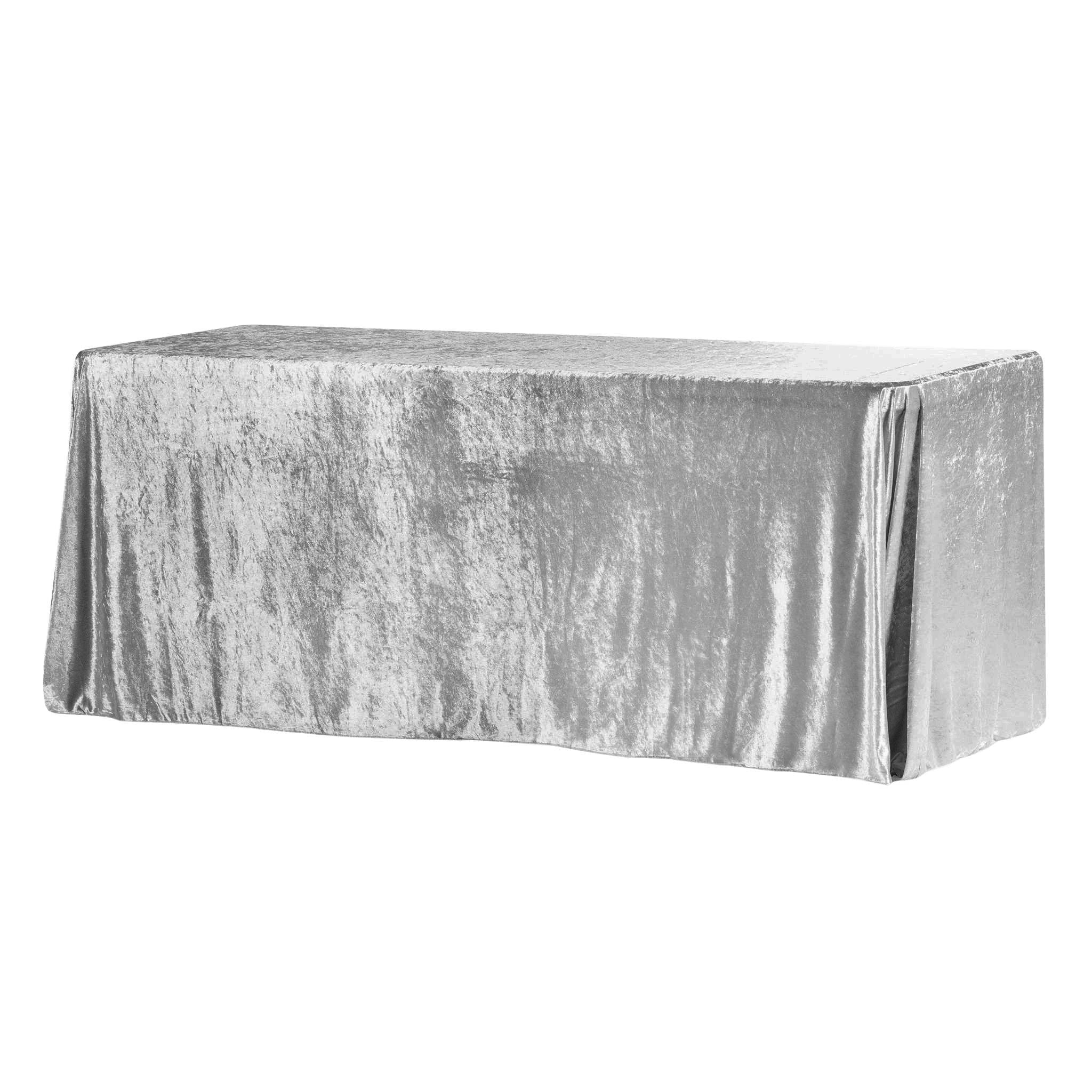 Velvet Tablecloth 90"X132" Rectangular Table Cover - Silver for Wedding Reception, Party ...