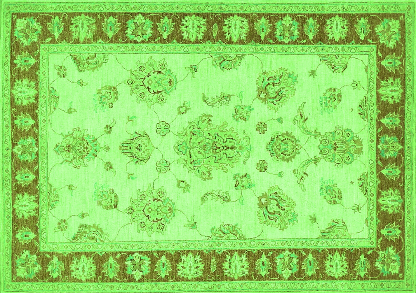 Ahgly Company Indoor Rectangle Oriental Green Traditional Area Rugs, 7 ...