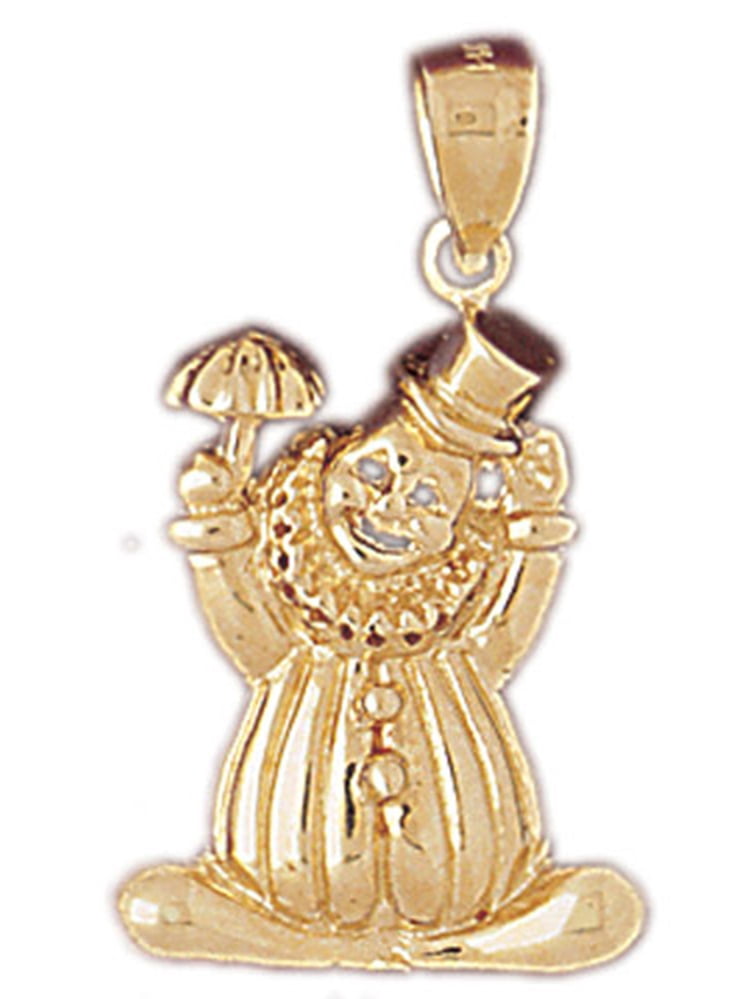 14K Yellow Gold Clown Pendant - 28 mm - Walmart.com