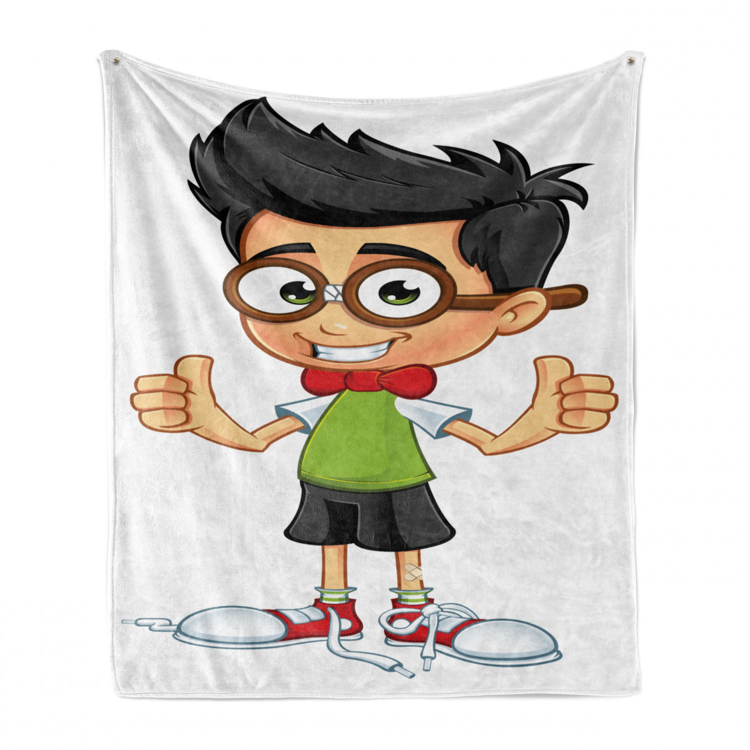Nerd Soft Flannel Fleece Throw Blanket, Pattern of a Happy Young Boy ...