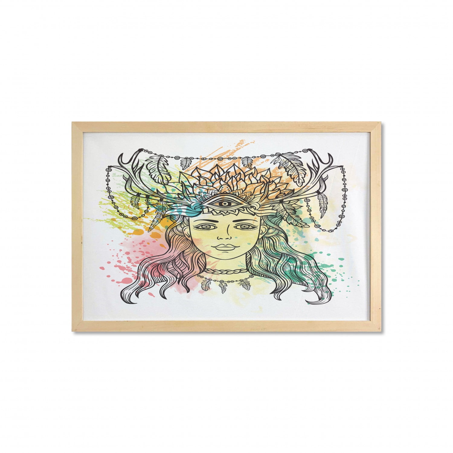 Occult Wall Art with Frame, Female Shaman with Third Eye Form on Head ...