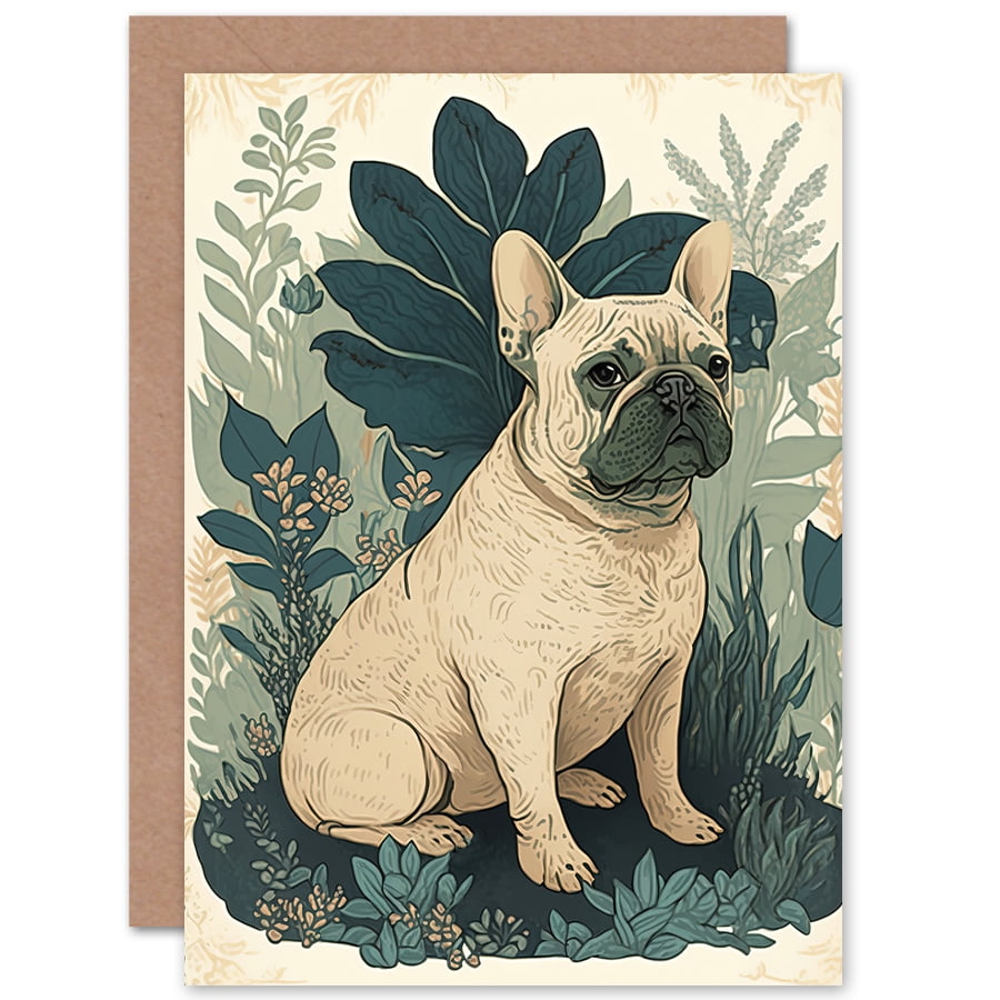 French Bulldog and Tropical Plants Modern Pastel Colour Boho ...