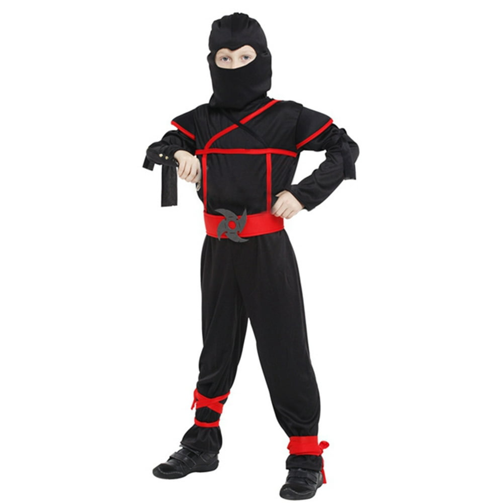 Boys' Stealth Ninja Action Costume Set w/ Jumpsuit/Hood/Belt/Strap ...
