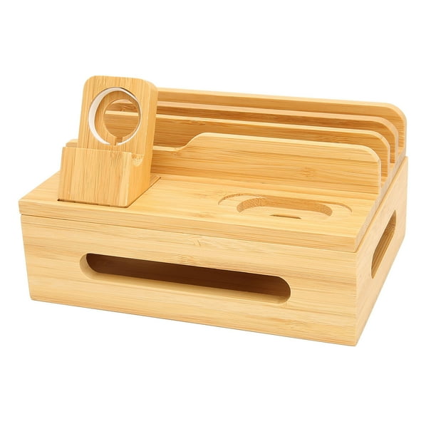 Bamboo Charging Station, Bamboo Multi Device Charging Station 5 Port ...
