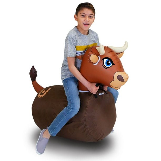 Waddle Large Brown Bull Hip Hopper Inflatable Hopping Animal Bouncer ...