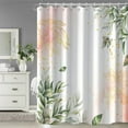 Green Leaves Shower Curtain, Abstract Green and Gold Leaves Shower ...