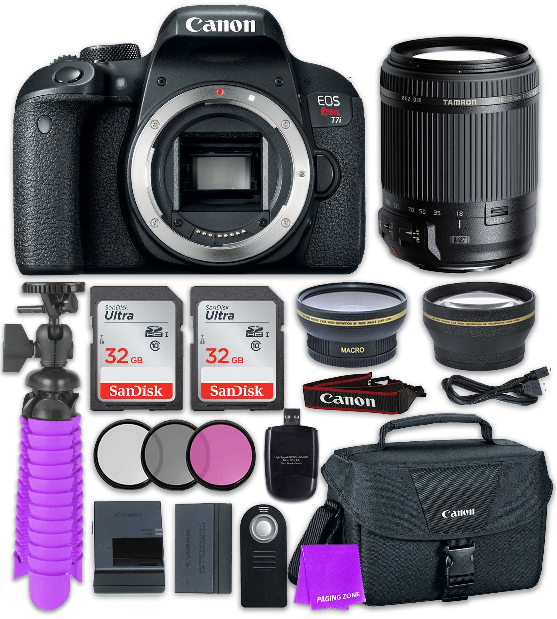 Canon Eos Rebel T7i Digital SLR Camera with Tamron 18-200mm f/3.5-6.3 ...