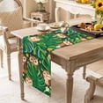 Cartoon Owls Green Palm Leaves Table Runner 13x72in Non-Slip Cotton ...