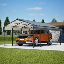 10x20 ft Portable Garage Heavy-Duty Metal Carport Canopy Kit, All ...