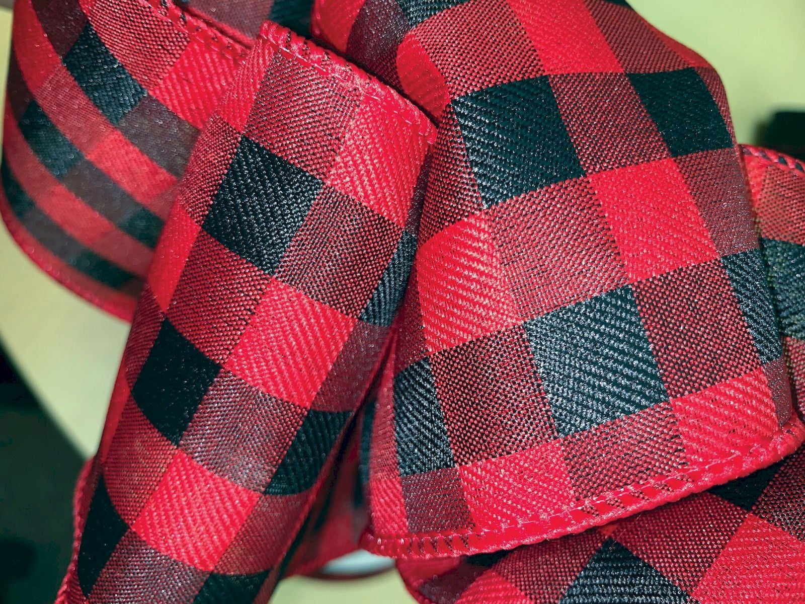 Black And Red Checked Wired Ribbon - Walmart.com