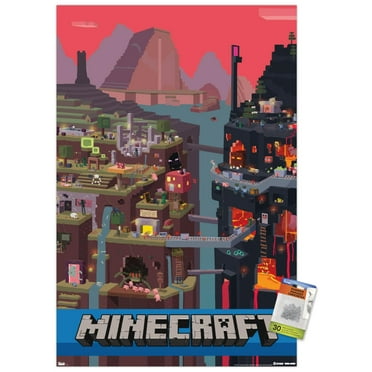 Minecraft - World Beyond Wall Poster, 14.725" x 22.375", Framed ...