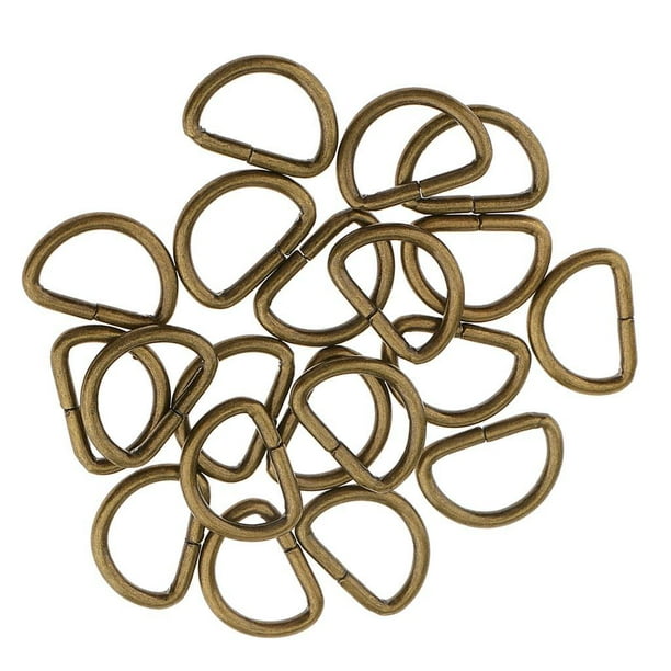 100pcs Metal D Rings Webbing Buckles Straps Soldered - Bronze, 12x8x1 ...