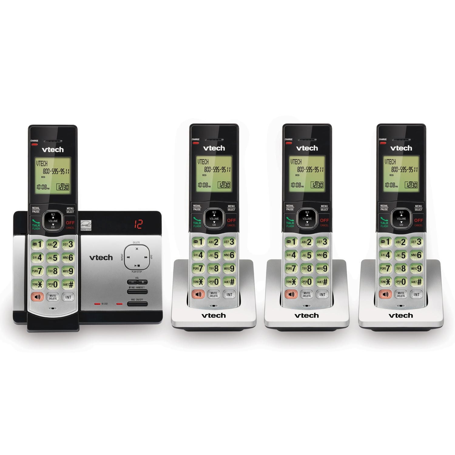 VTech CS5129-4 DECT 6.0 Expandable Cordless Phone System with 4 ...