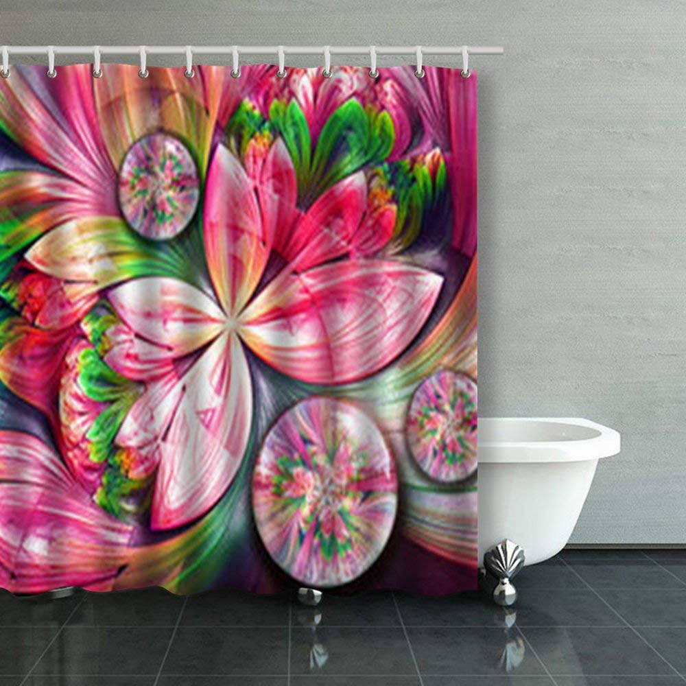 Artjia 3d Rendering Combo Artwork Fractal On Shower Curtains Bathroom
