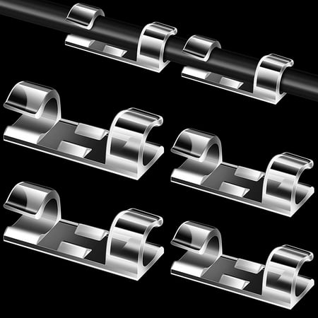 IYEFENG 60 Pieces Self Adhesive Cable Management Clips, Transparent ...