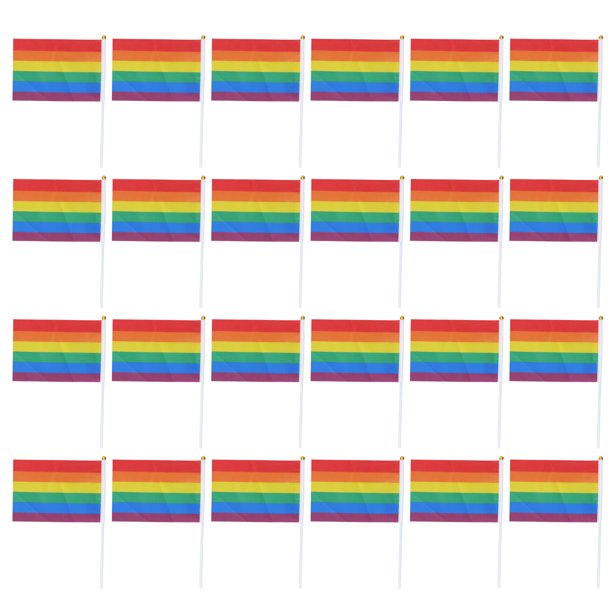 Mini Pride Flags,24Sets Mini Pride Flags Small Pride Flag Rainbow Stick ...