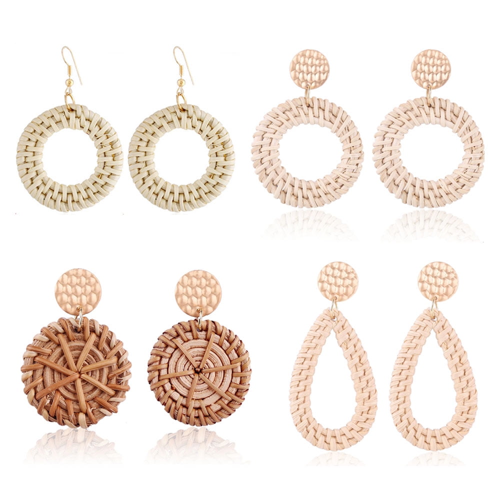 Click here for Hesignd 4 Pairs Rattan Earrings Tassel Woven Earri... prices