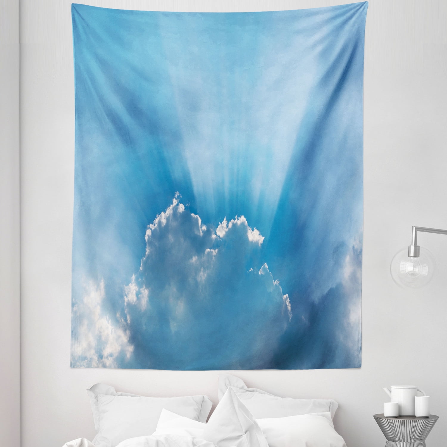 Summer Tapestry, Sunburst Lining View Fluffy Clouds in the Summer Sky ...