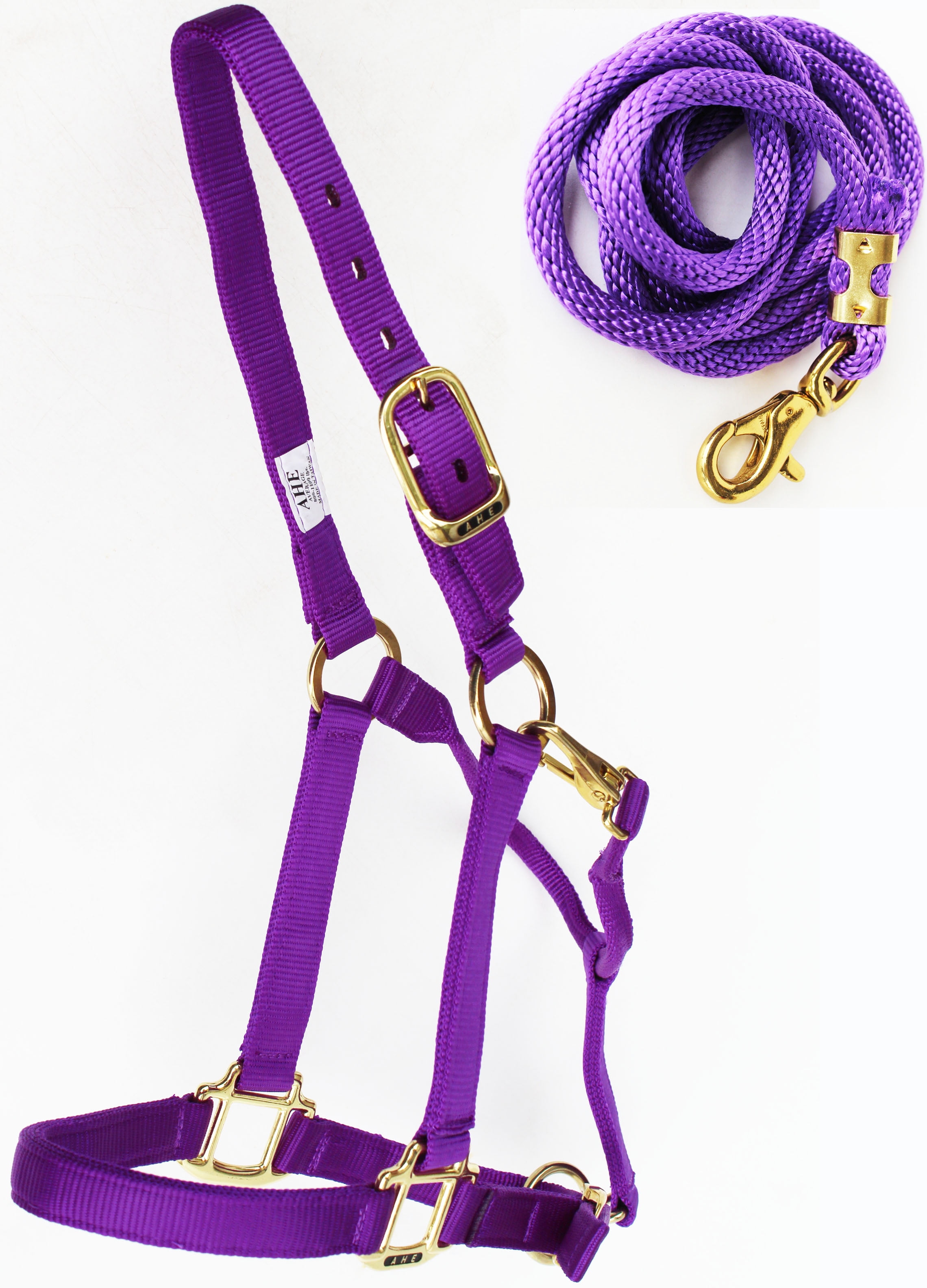 1" Horse Western Nylon Web Throat Snap Halter Brass Plated Tack ...