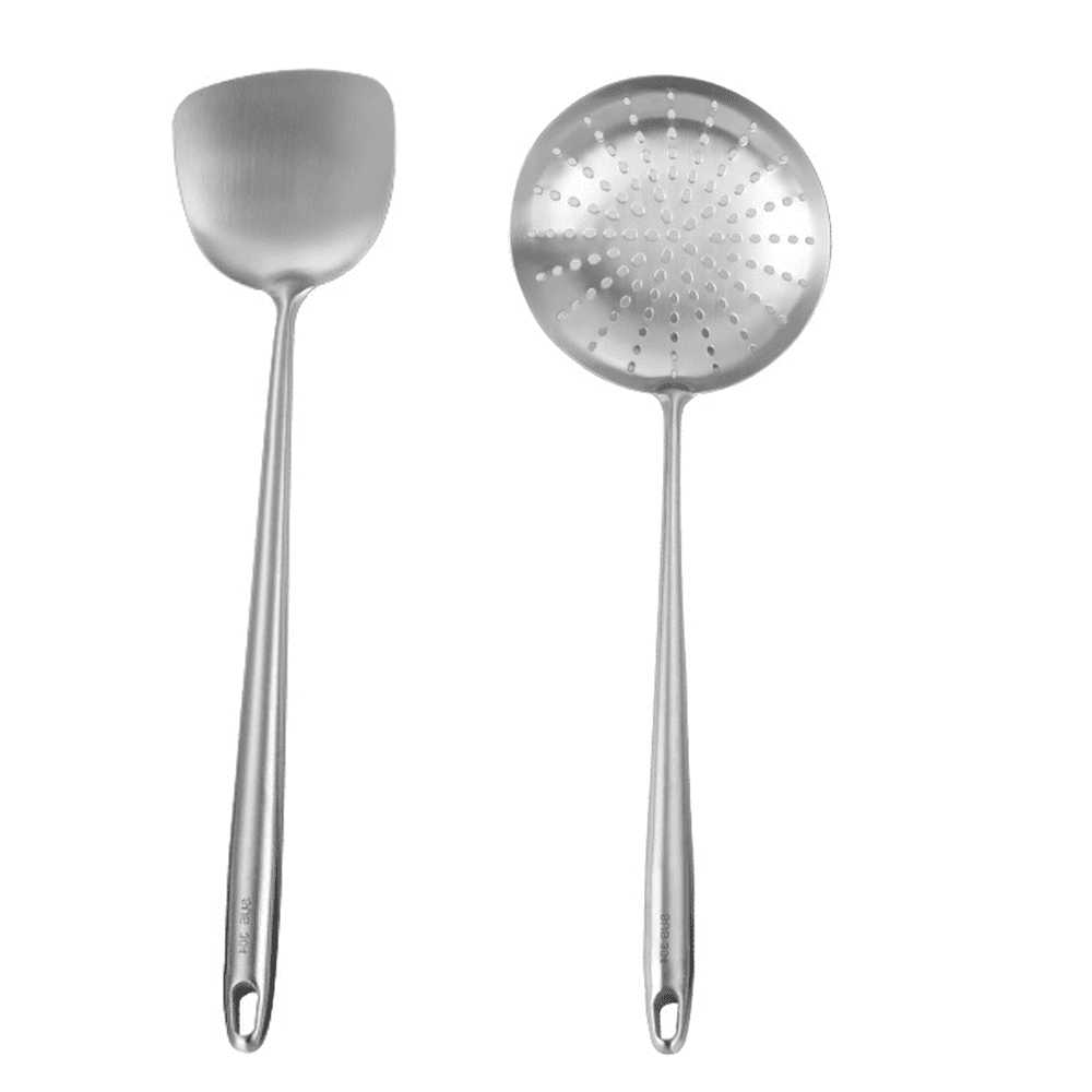 Stainless Steel Wok Cooking Utensils Set - Heat Resistant Kitchen Wok ...