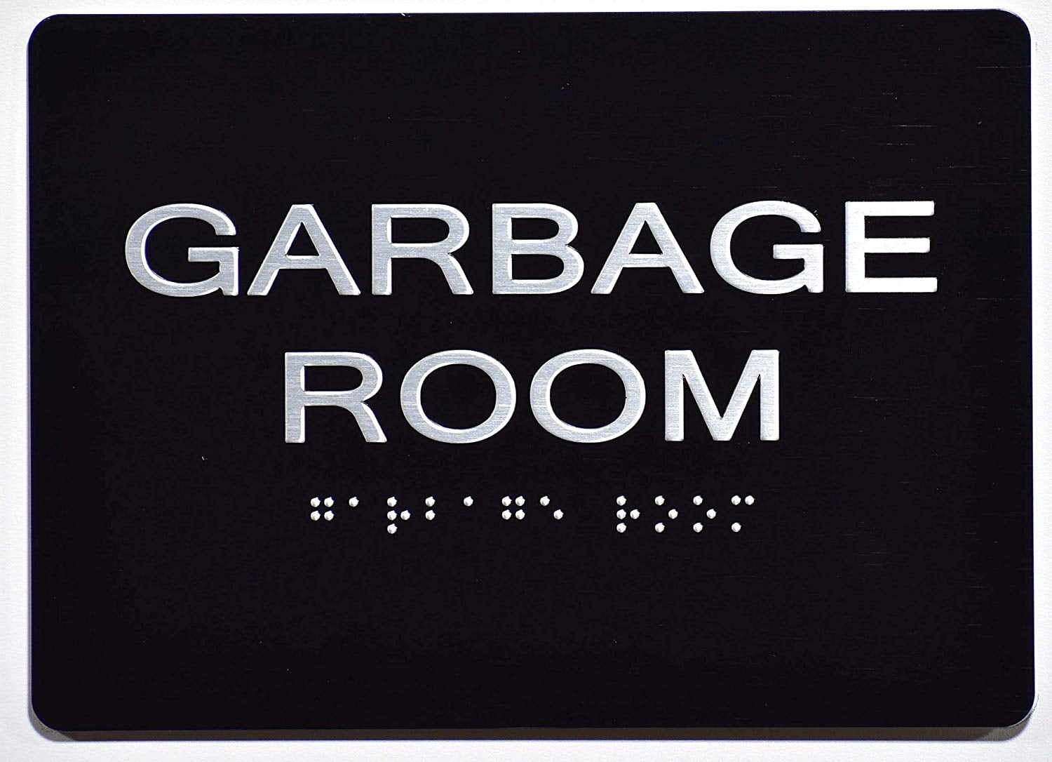 Garbage Room Sign Black (Aluminium, Black/Silver,Size 5x7) The ...