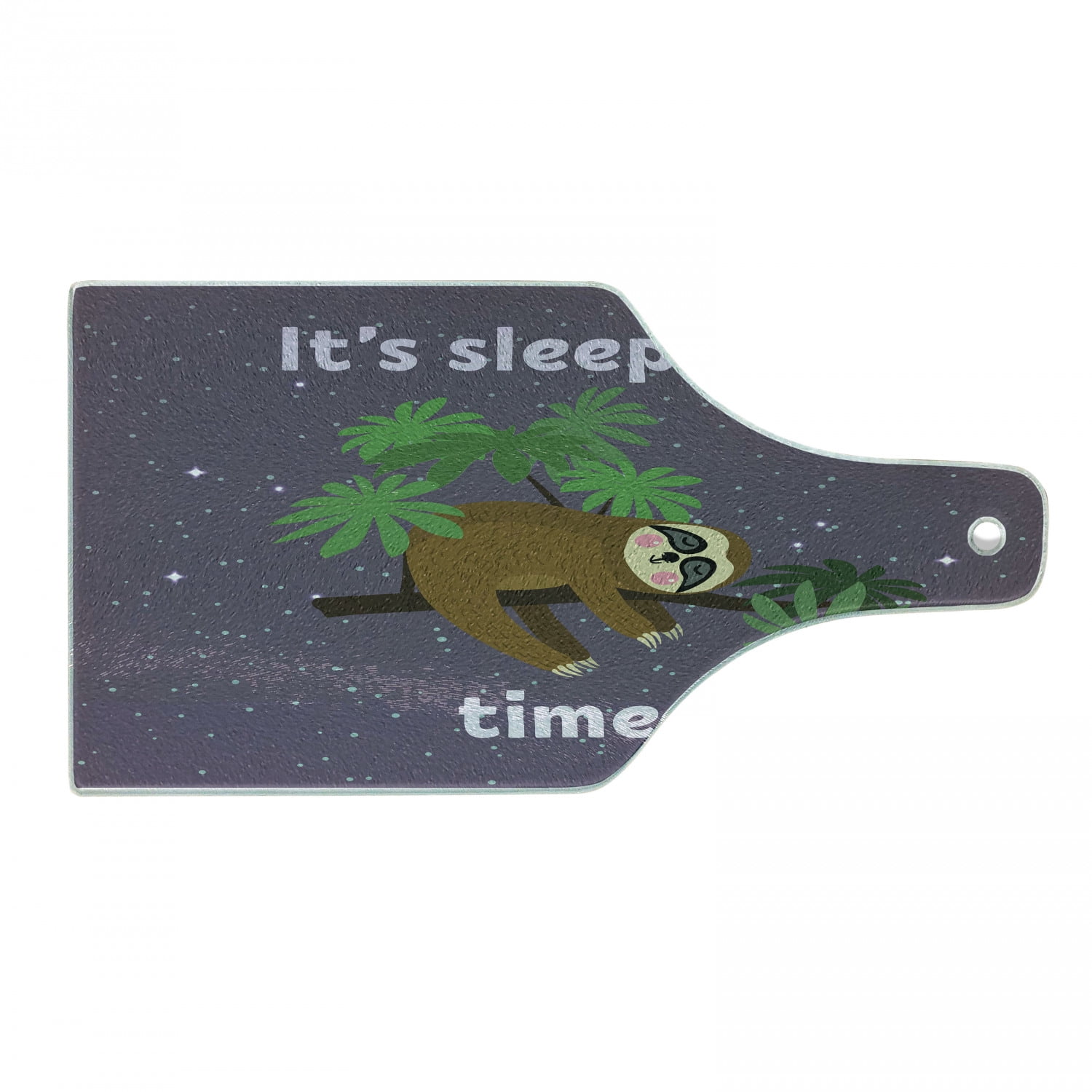 Sloth Cutting Board, Cartoon Character Sleeping on Branch Jungle Animal ...