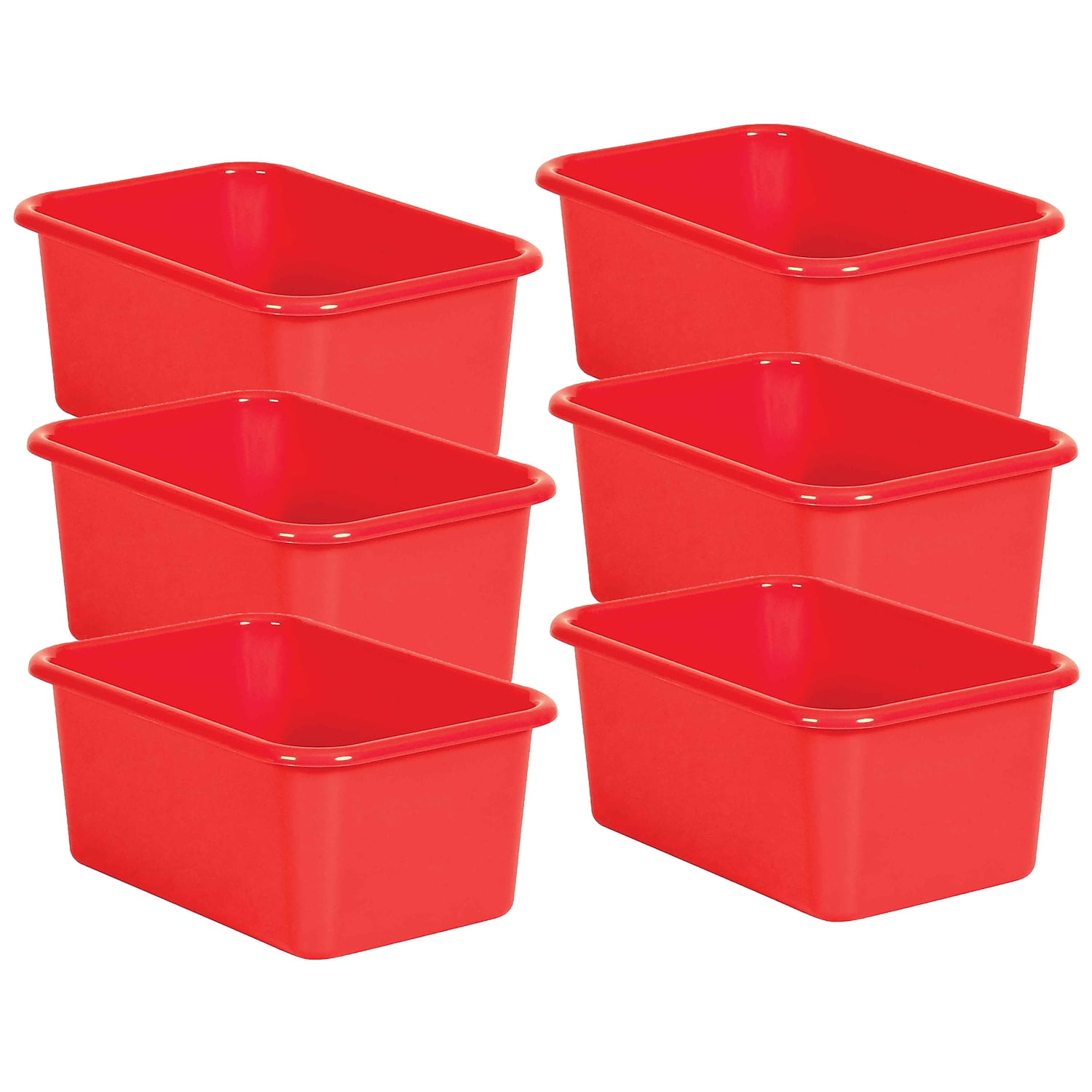 Teacher Created Resources Red Small Plastic Storage Bin, Pack of 6 ...
