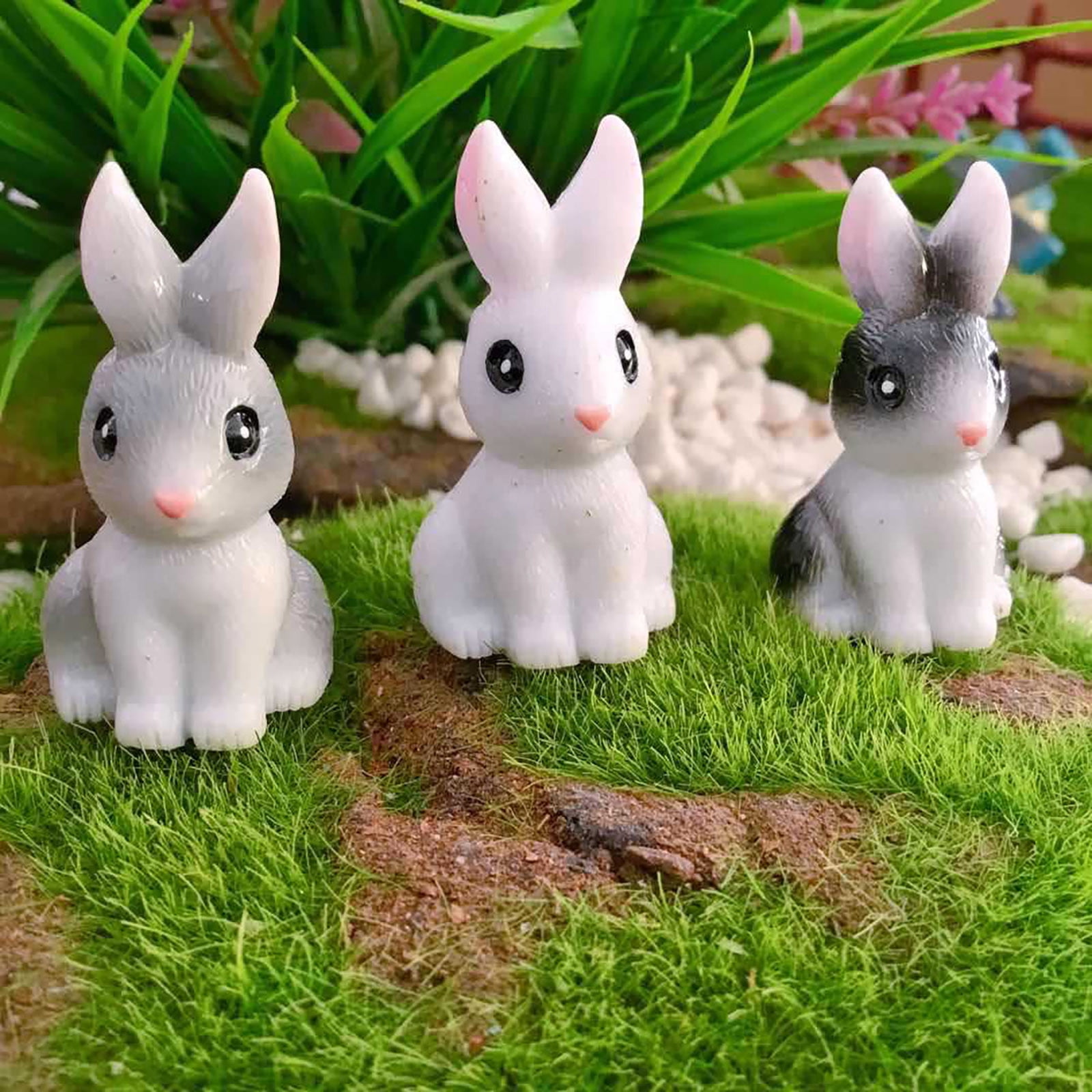 60-Piece Mini Resin Bunny Figurines - Tiny Easter Bunnies In 6 Colors ...