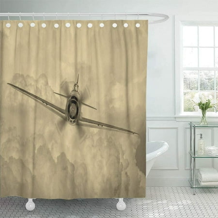 Waterproof Fabric Shower Curtain Hooks Ww2 Vintage of World War Era ...