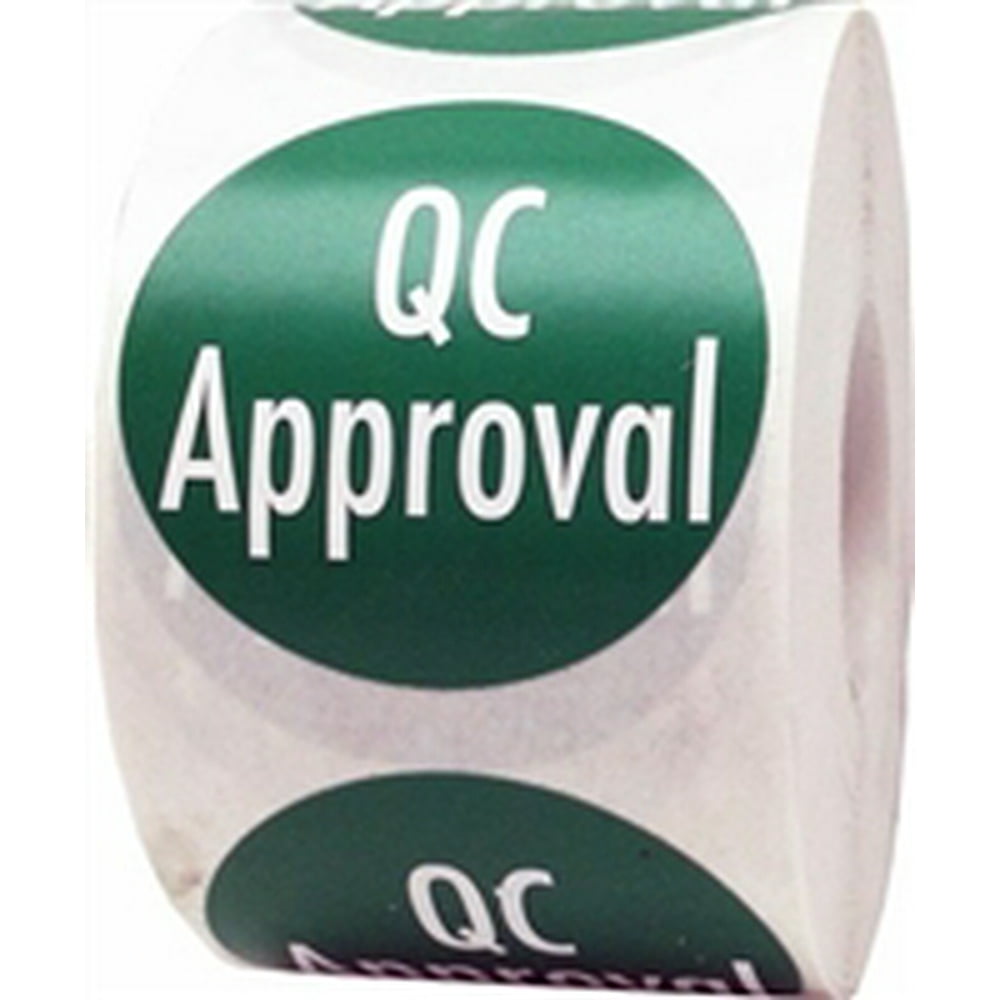 Green "QC Approval" Labels | 1.5" inches Round - 500 Pack ...