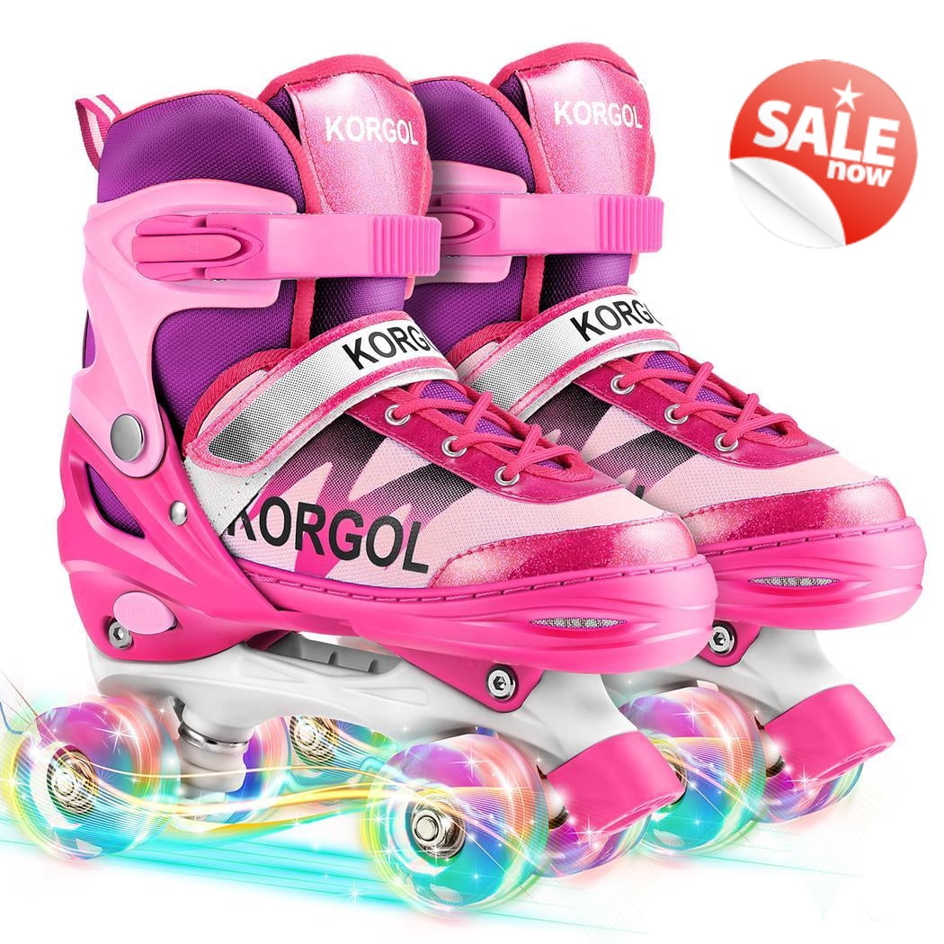 Kids Roller Skates for Boys & Girls, 4 Size Adjustable Roller skates ...