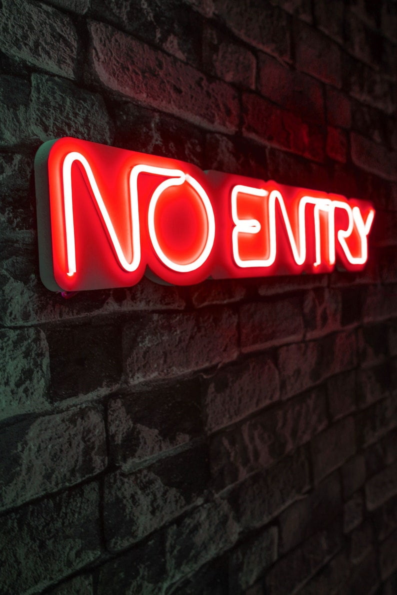 No Entry Neon Wall Sign Handmade Customized Led Light Decor - Red ...