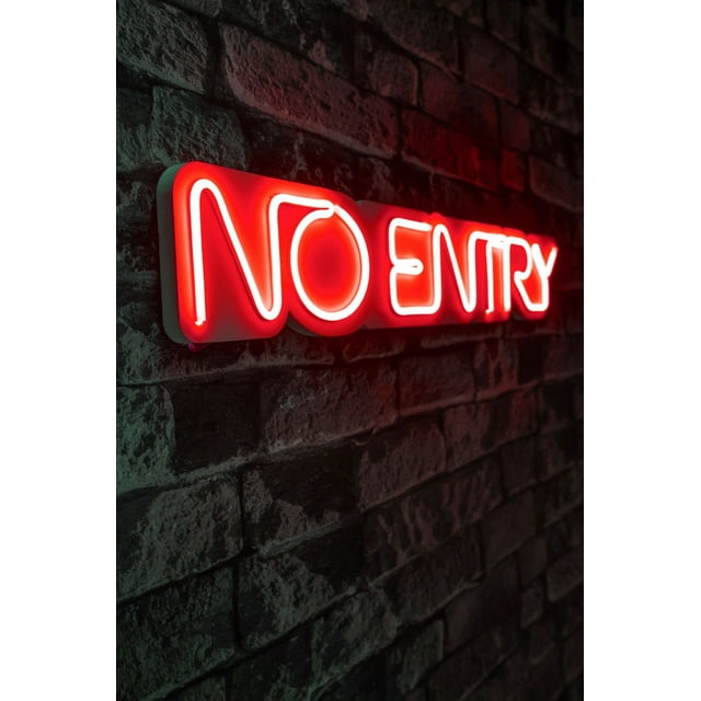 No Entry Neon Wall Sign Handmade Customized Led Light Decor - Red ...