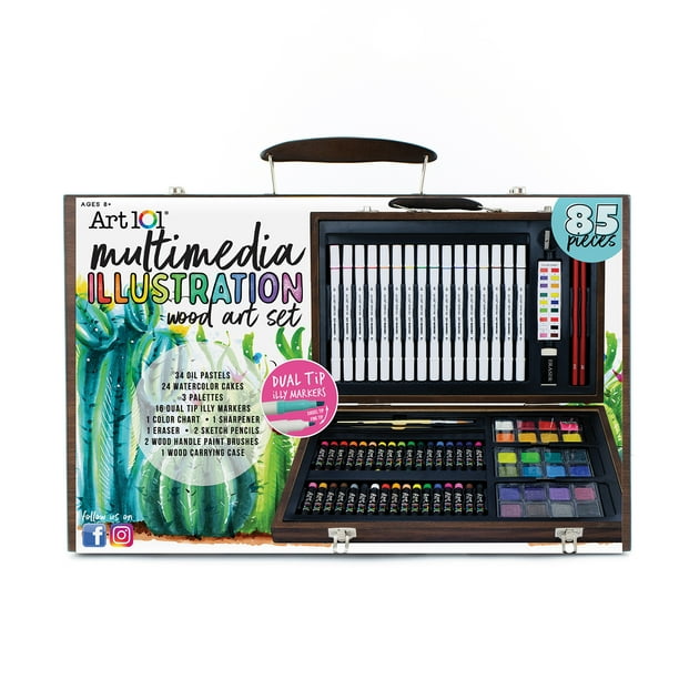 Art 101 Multimedia Illustration Multifunctional Art Set in a Wood Case ...