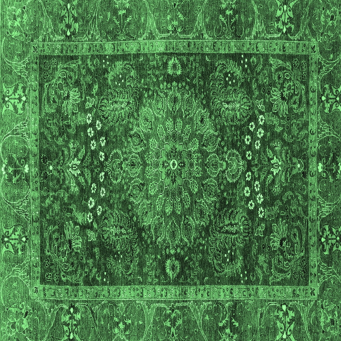 Ahgly Company Indoor Square Abstract Emerald Green Modern Area Rugs, 6 ...