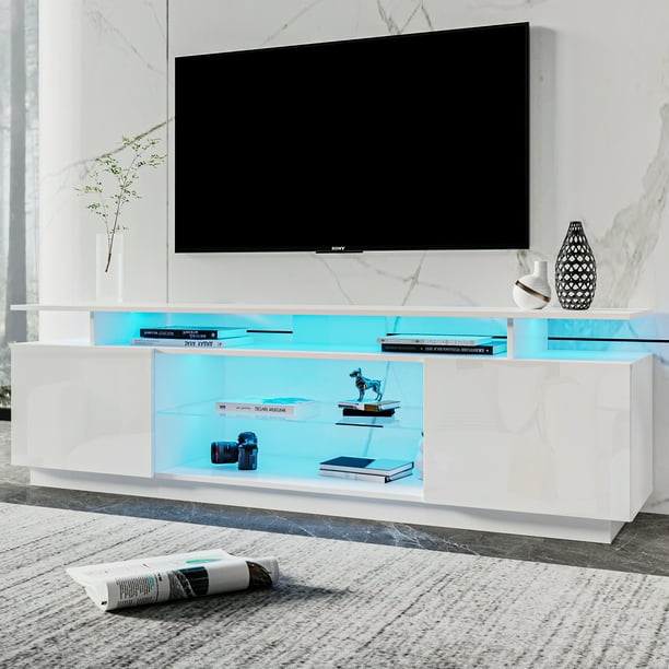 Canddidliike LED TV Stand for up to 80 Inch TV with Media Shelves and ...