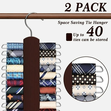 Tie Rack Wall Mounted Tie Box Organizer with 16 Compartments Bamboo ...