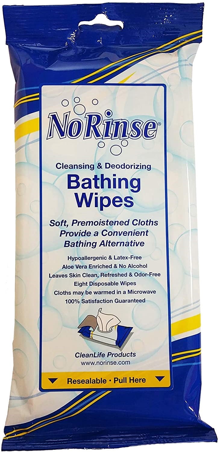 No Rinse Bathing Wipes by Cleanlife Products Premoistened and Aloe Vera ...