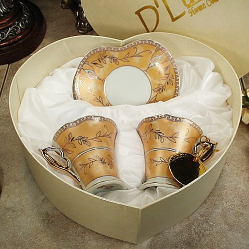 D'lusso Designs Deco Design Espresso Set in Heart Box - Walmart.com ...