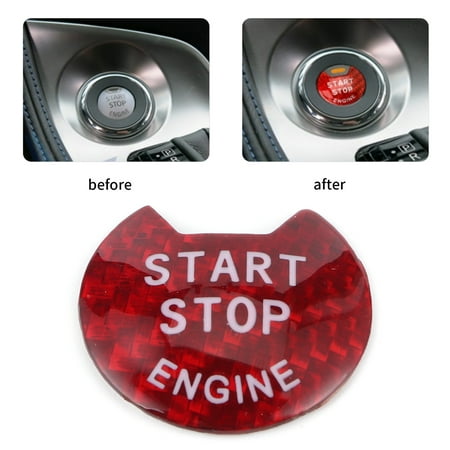 ANGGREK Car Engine Push Start Stop Button Cover With Carbon Fiber Grain ...