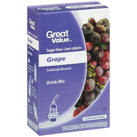 Great Value Drink Mix, Sugar Free Grape, 10 Count - Walmart.com