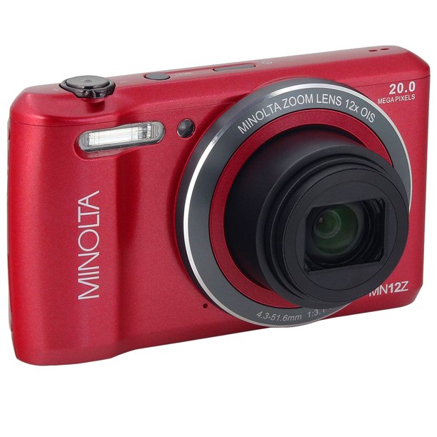 Minolta 20 Mega Pixels HD Digi Camera w/12x Optical Zoom in Red ...