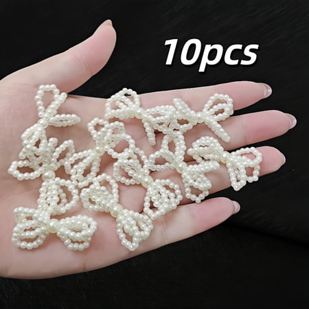 PENGX 10-Pack Plastic Pearl Bow Embellishments for Bouquet and DIY Hair ...