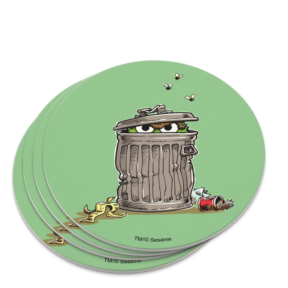 Sesame Street Trash Can Oscar the Grouch Novelty Coaster Set - Walmart.com