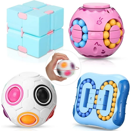 Lepai 4 Pack Fidget Toys Set Rotate Cube Puzzle Spinner Bean Toy ...