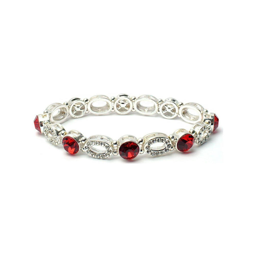 Coolcrystals - Silver Red Crystal Rhinestone Oval Shape Stretch ...