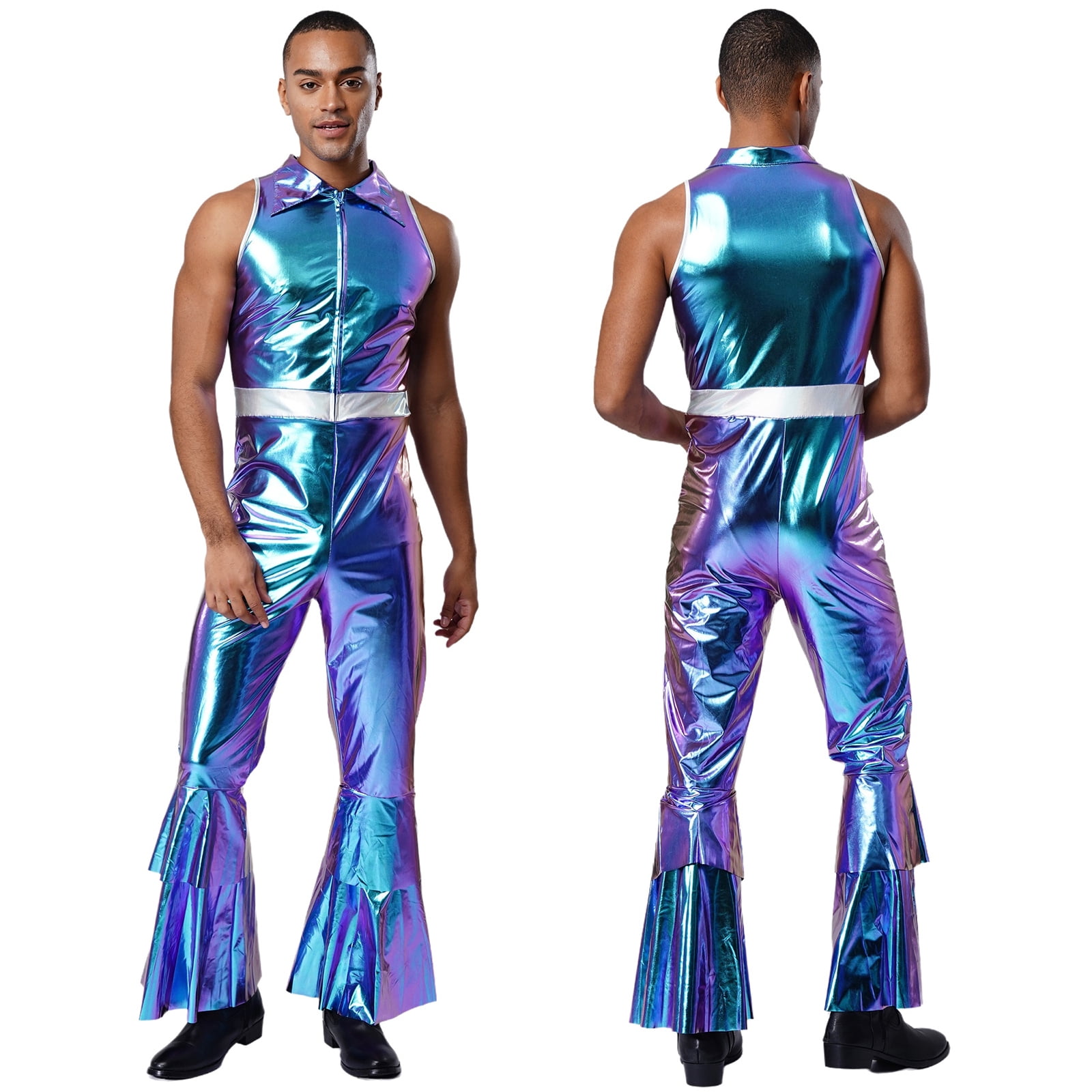 Click here for Yizyif Mens Shiny Metallic 70s Disco Outfit Lapel... prices